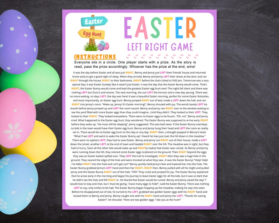 Printable Easter Left Right Story Game | Family Party (digital Download ...
