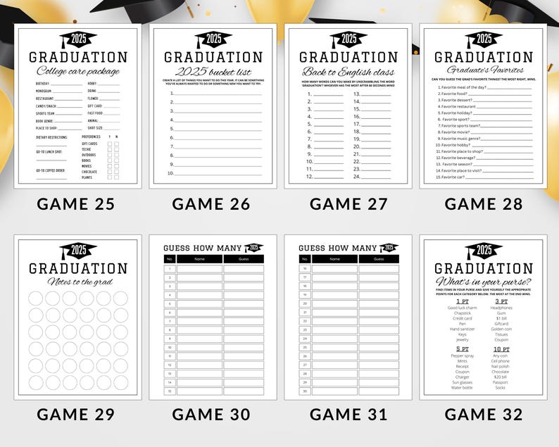 2025 Graduation Games | Graduation Party Games | Printable Graduation ...