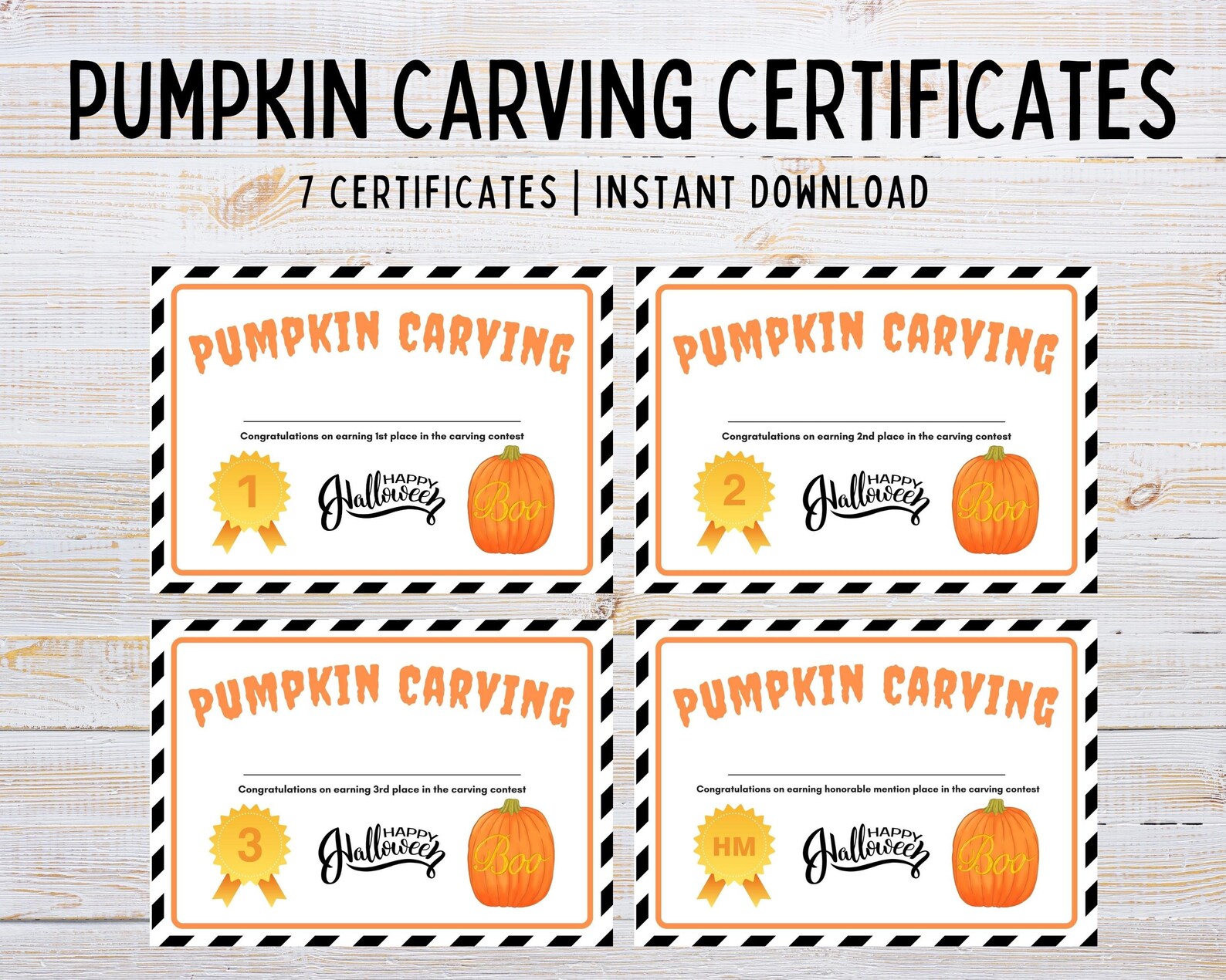 Pumpkin Carving Contest Certificates | Halloween Party Printable ...