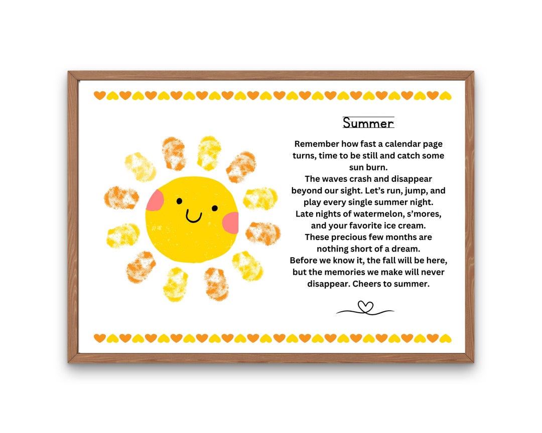 Summer Handprint Craft | Kids Poem Art (printable) - Etsy