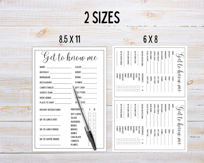 Get to Know Me Questionnaire Get to Know Me Survey Get to - Etsy