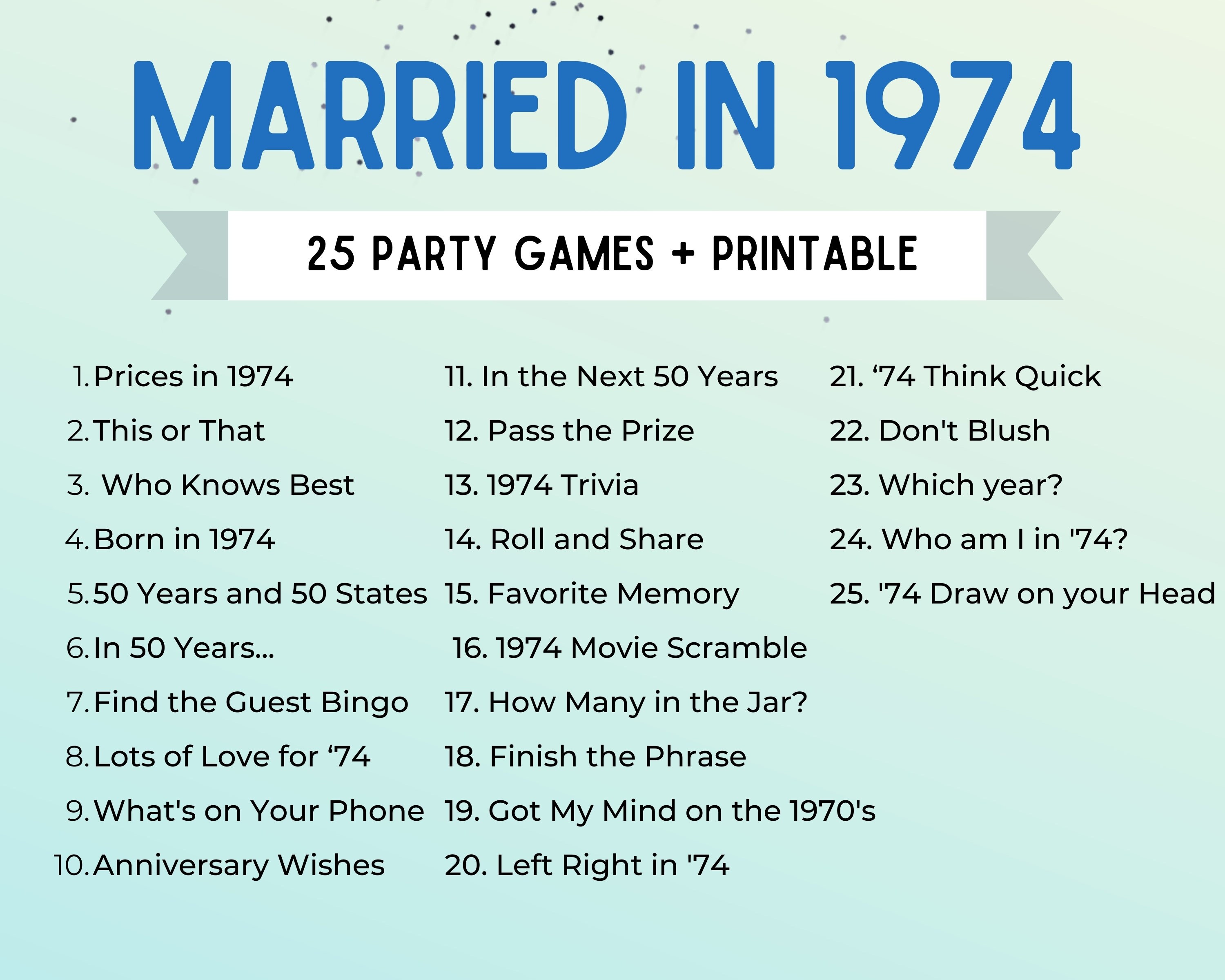 50th Anniversary Games | Married in 1974 Games | Married in 1974 ...