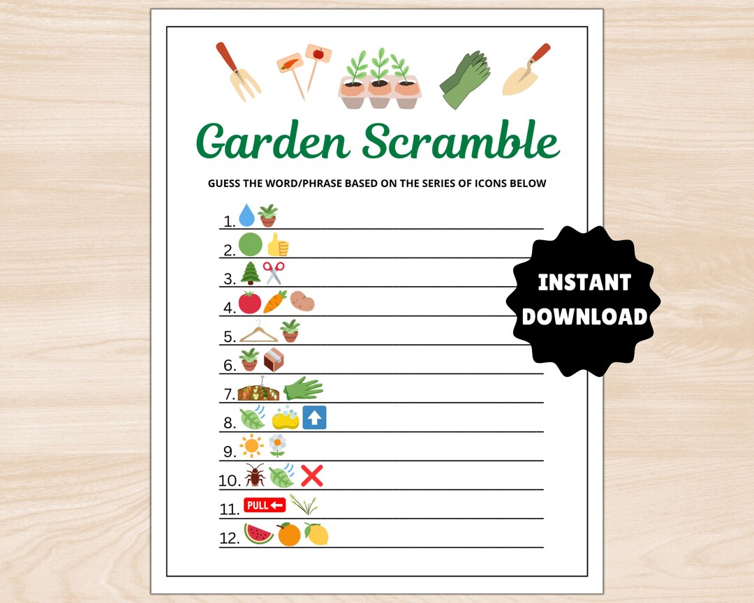 Garden Scramble Game: Printable Flower Party Activity (PDF Download) - Etsy