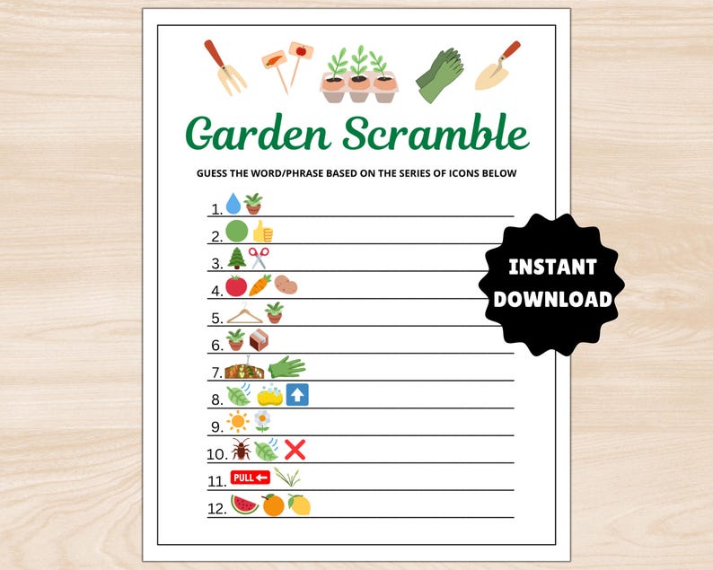 Garden Scramble Game: Printable Flower Party Activity (PDF Download) - Etsy