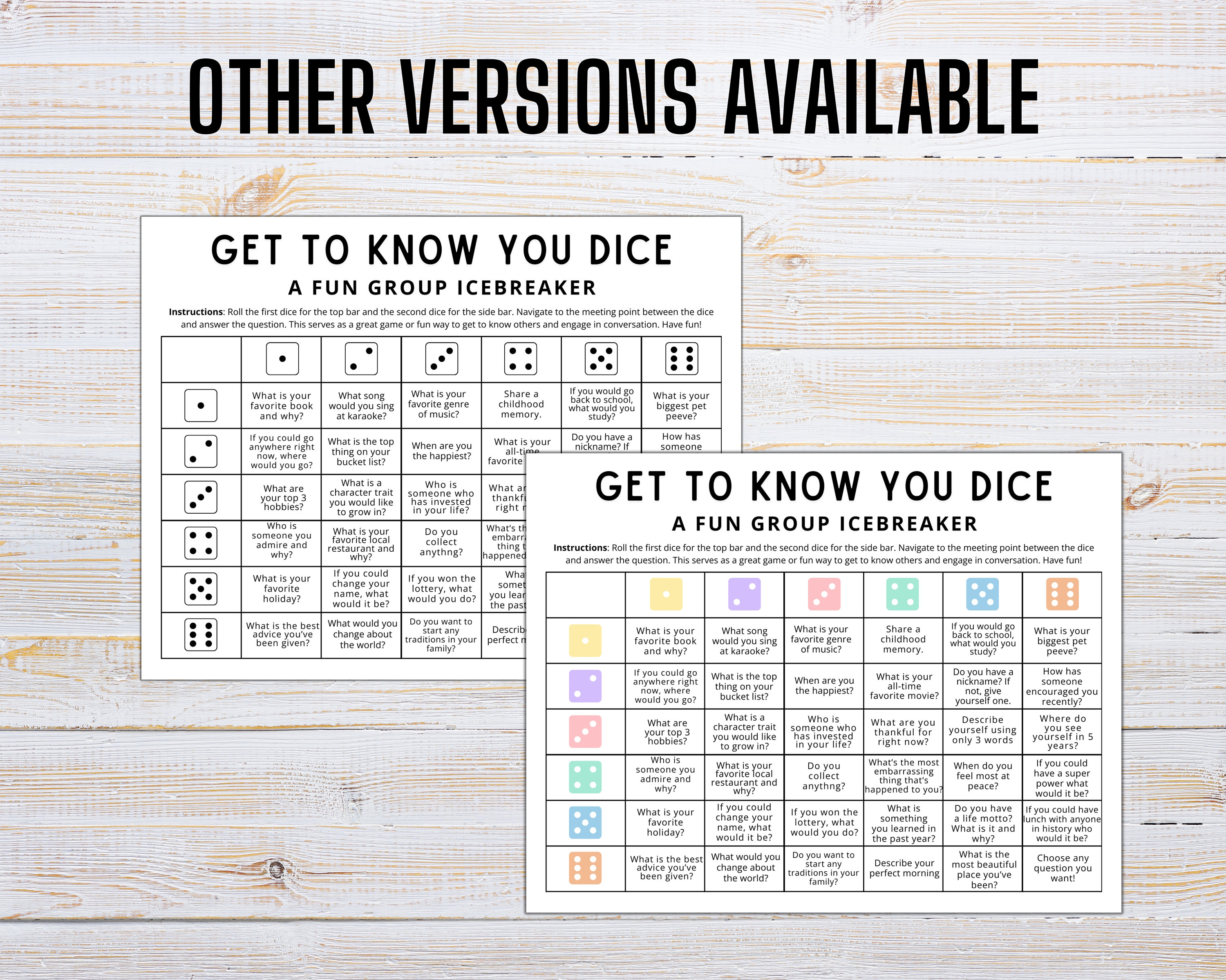Get to Know You Dice Game: Fun Group Icebreaker (digital Download) - Etsy