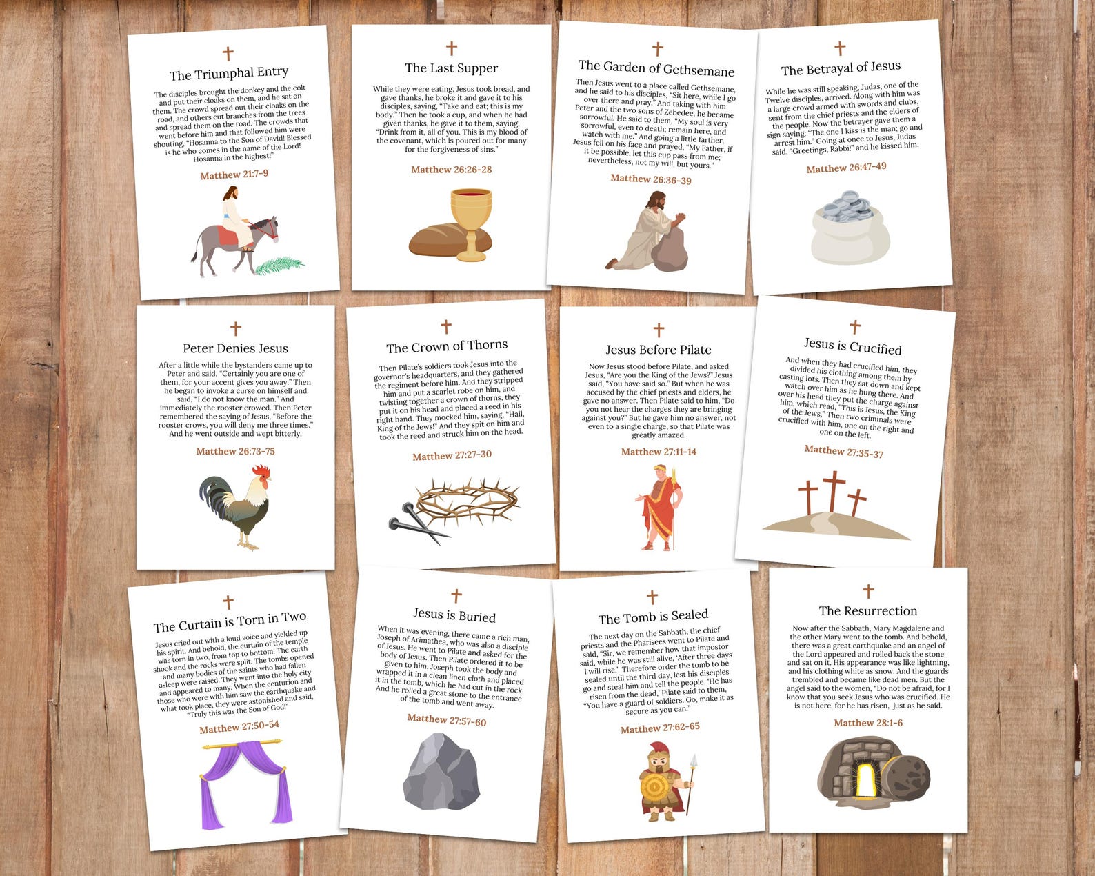 Easter Story Scripture Cards: Resurrection Bible Verse Cards (digital ...