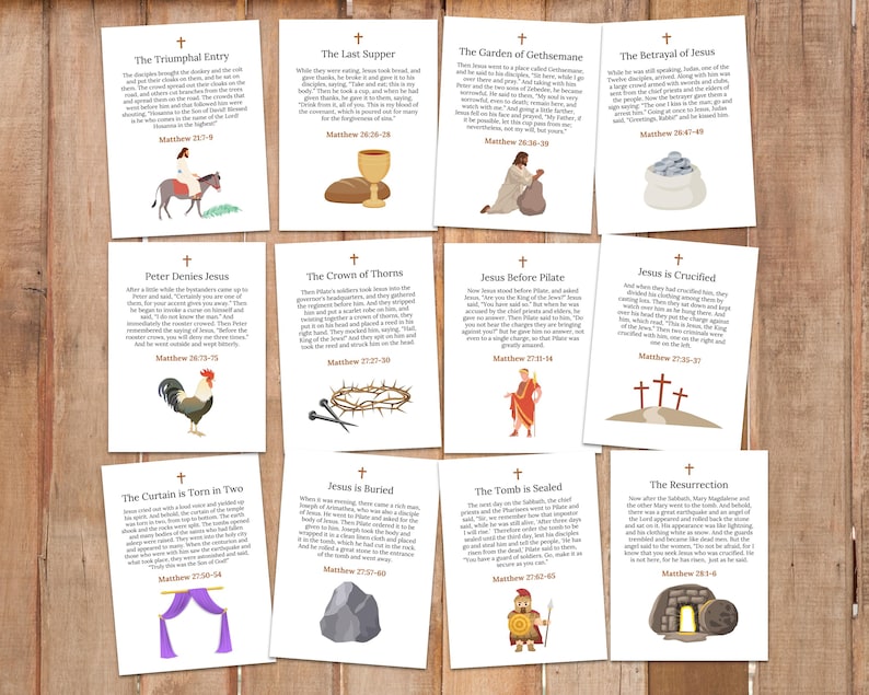 Easter Story Scripture Cards: Resurrection Bible Verse Cards (digital ...