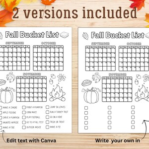 Editable Fall Bucket List | Fall Bucket List | Printable Fall Bucket ...