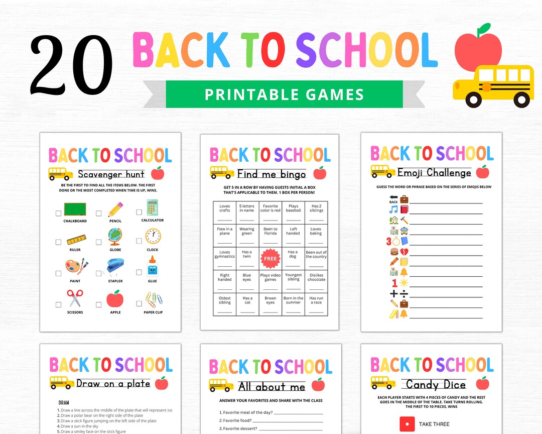 Back to School Games Classroom Games School Games Back - Etsy