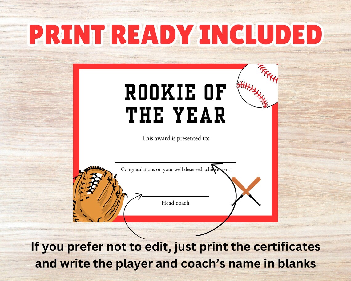 Editable Baseball Award Certificates: Team Banquet Keepsake (printable ...
