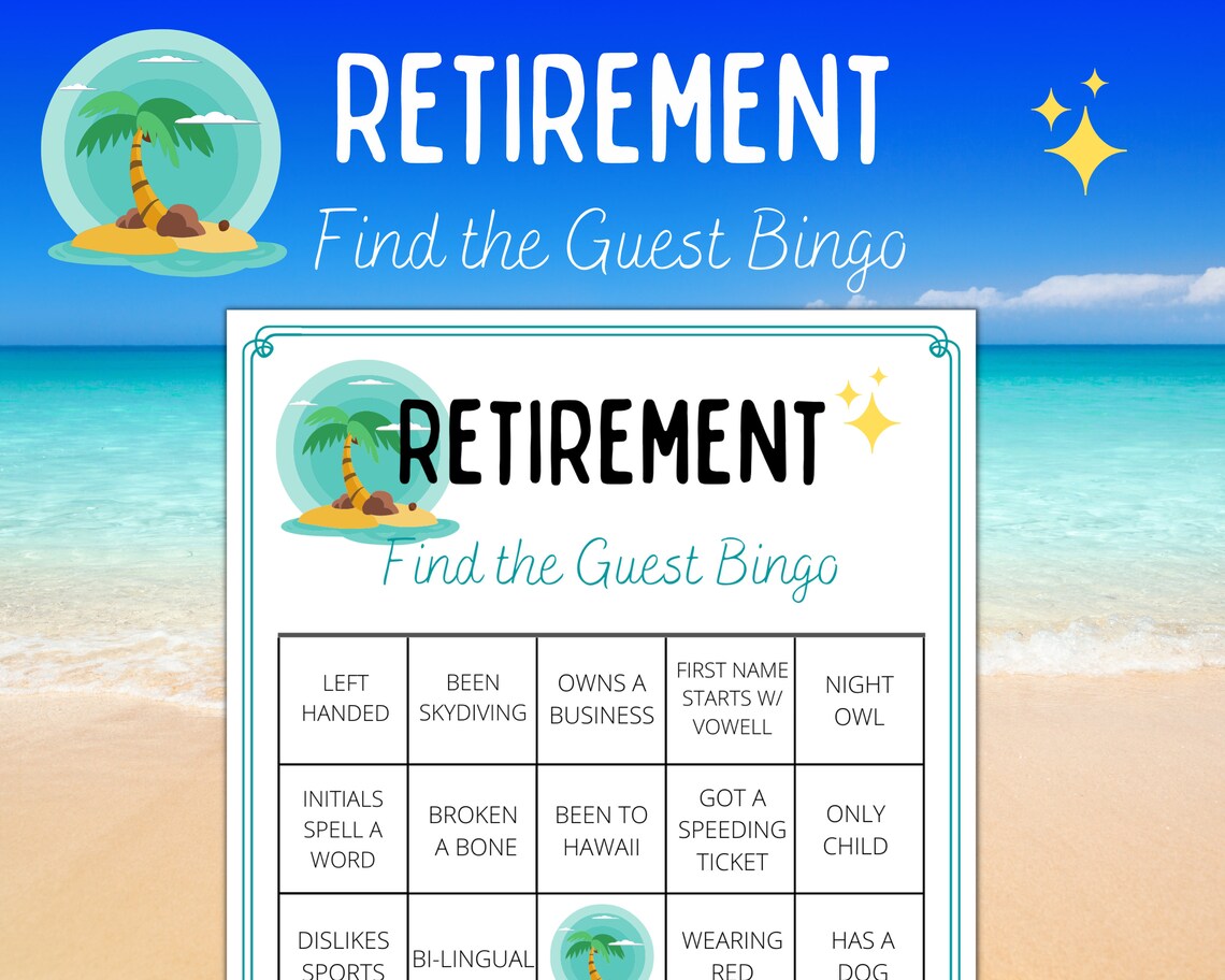Retirement Bingo Retirement Party Games Find the Guest - Etsy