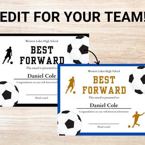 Men's Soccer Certificates | Editable Soccer Awards | Soccer ...