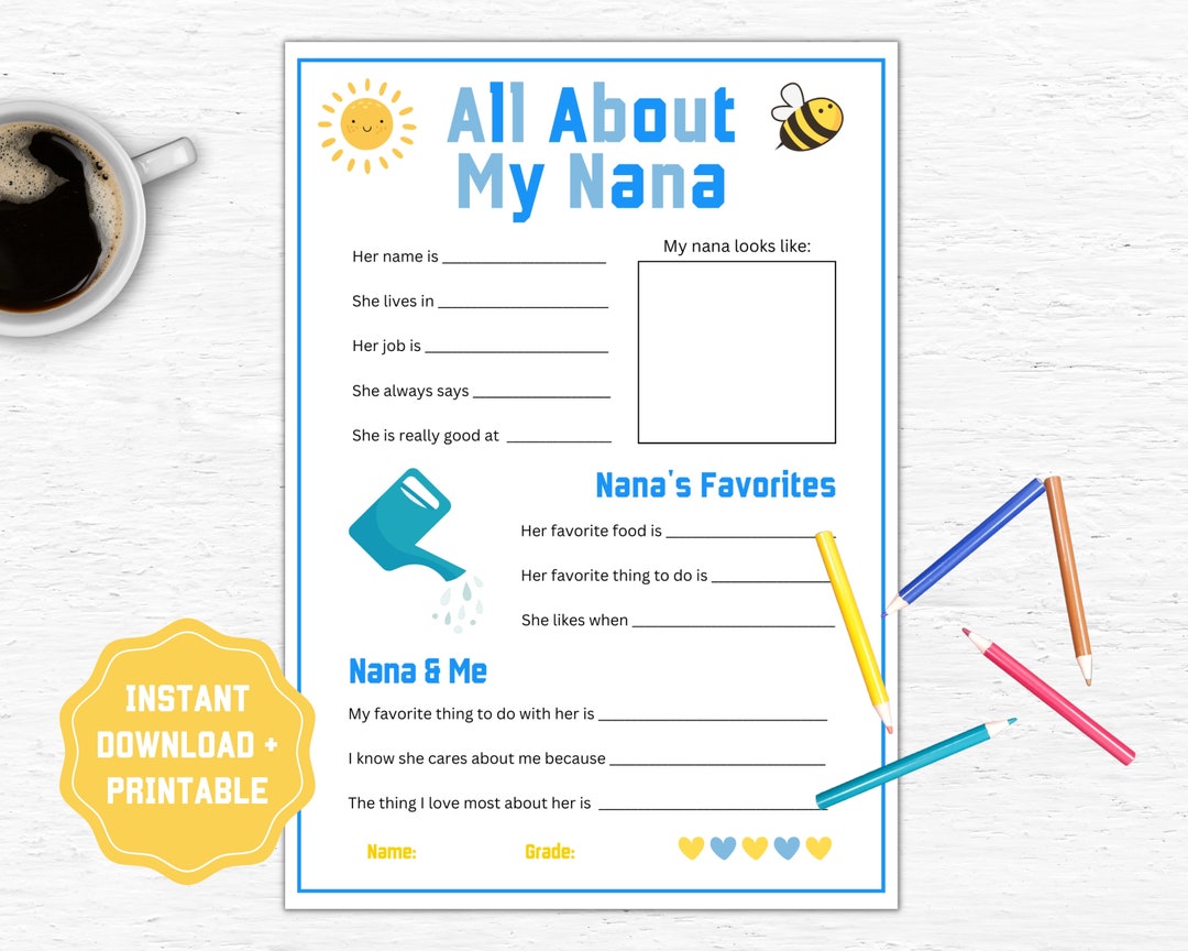 All About My Nana | Grandparents Day Activity | Grandparents Day Gift ...