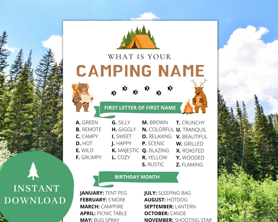 Whats Your Camping Name | Camping Games | Camping Games Kids Families ...