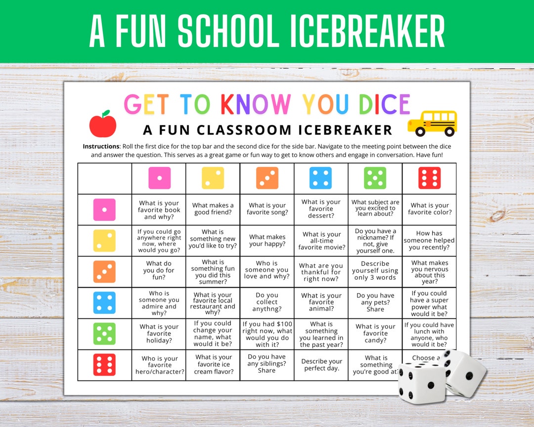 Get to Know You Dice Game: Classroom Icebreaker Activity (digital ...