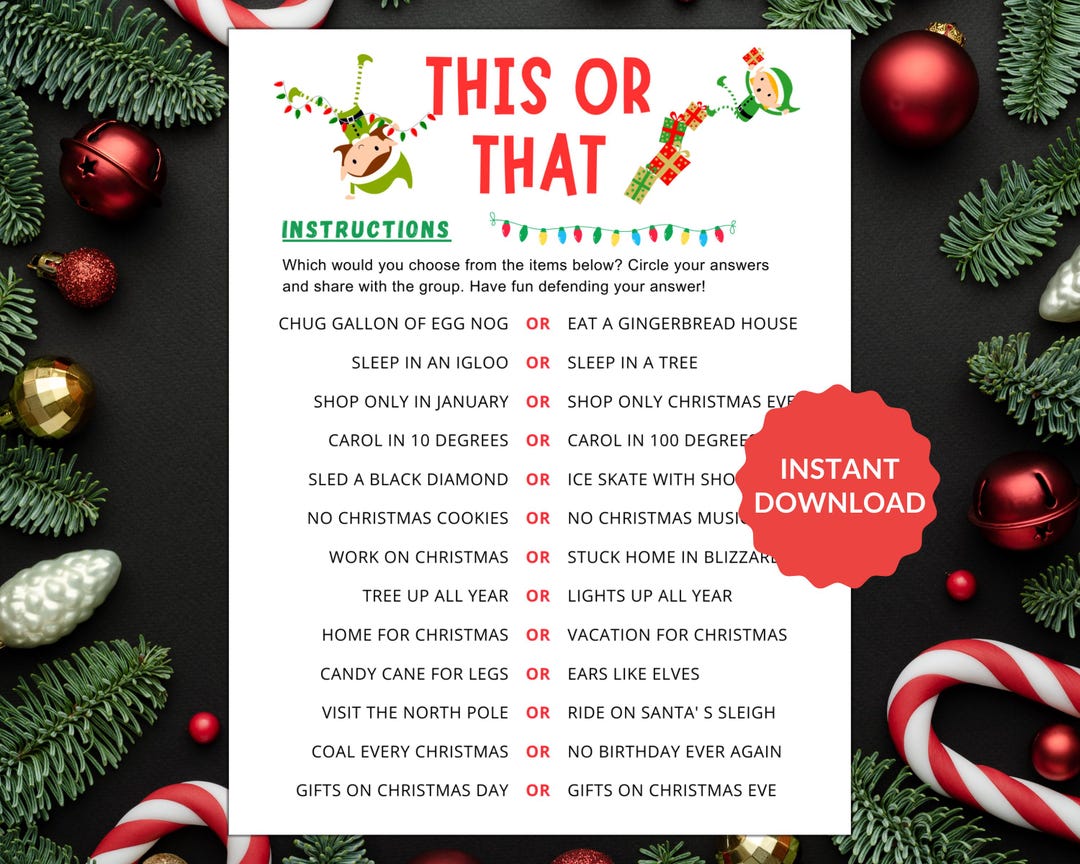 Christmas This or That | Christmas Icebreaker Game | Christmas Game for ...