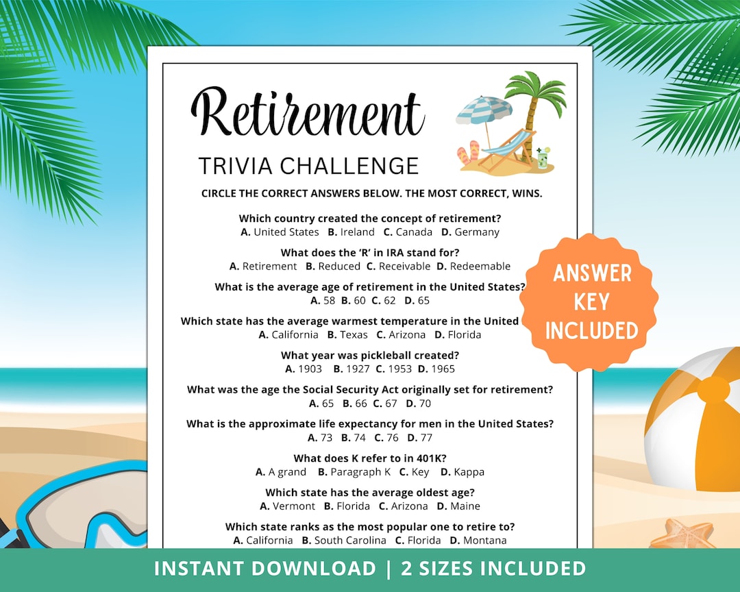 Retirement Trivia | Retirement Game | Retirement Party Game ...