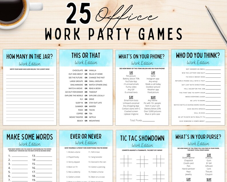Office Party Games Work Party Games Staff Games Team - Etsy