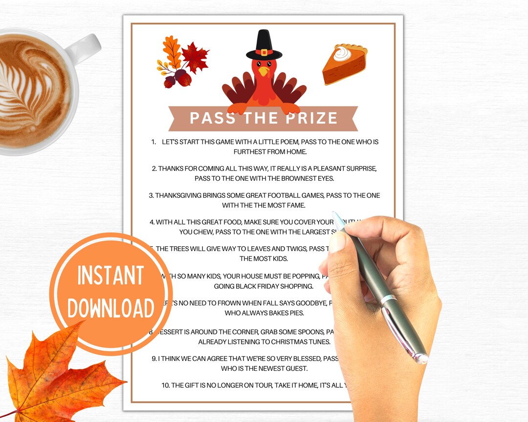 Thanksgiving Pass the Prize | Thanksgiving Game | Thanksgiving Games ...