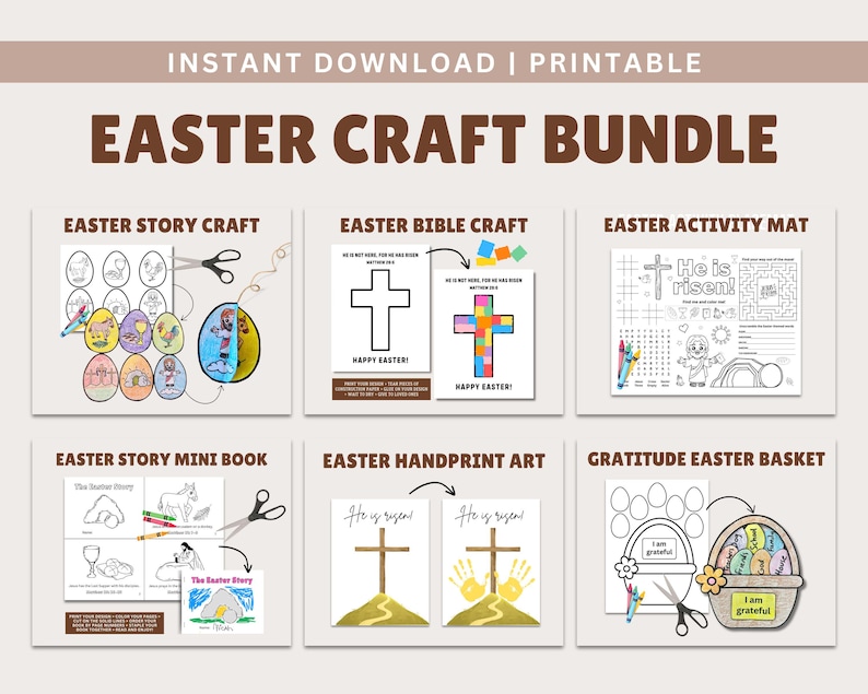 Easter Bible Craft Bundle: Story, Placemat, Handprint Art (printable ...