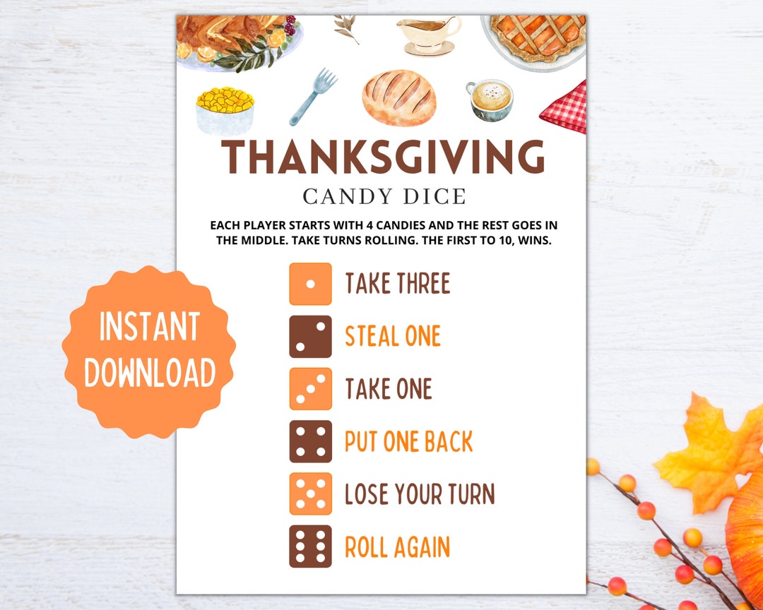 Thanksgiving Candy Dice Thanksgiving Games Thanksgiving Games Adults ...