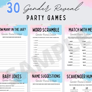 Gender Reveal Games Bundle Gender Reveal Games Gender Reveal Party Games Blue Pink Gender Reveal ...