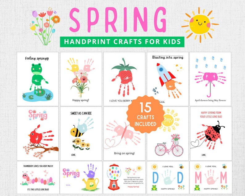 Spring Handprint Crafts Bundle | Kids Art Projects (printable) - Etsy ...