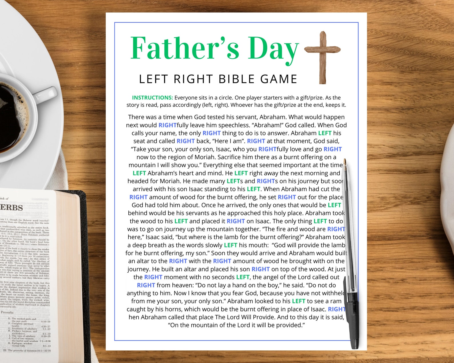 Father's Day Bible Left Right Game Father's Day Bible Game Father's Day ...