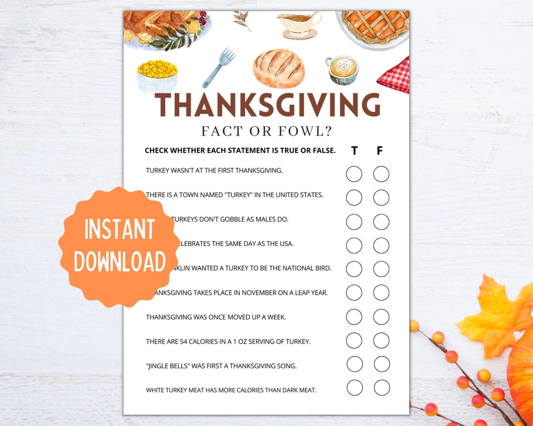 Fact or Fowl Thanksgiving Games Thanksgiving Games Families Adults Kids ...