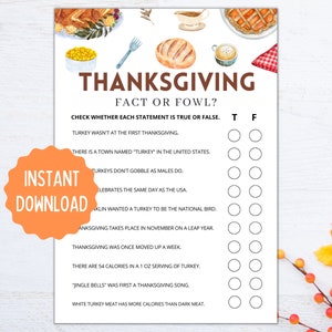 Fact or Fowl Thanksgiving Games Thanksgiving Games Families Adults Kids ...