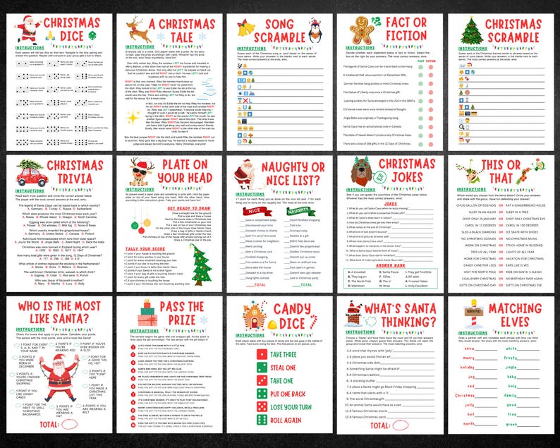 Christmas Game Mega Bundle: Bingo, Trivia, Scavenger Hunt (digital ...