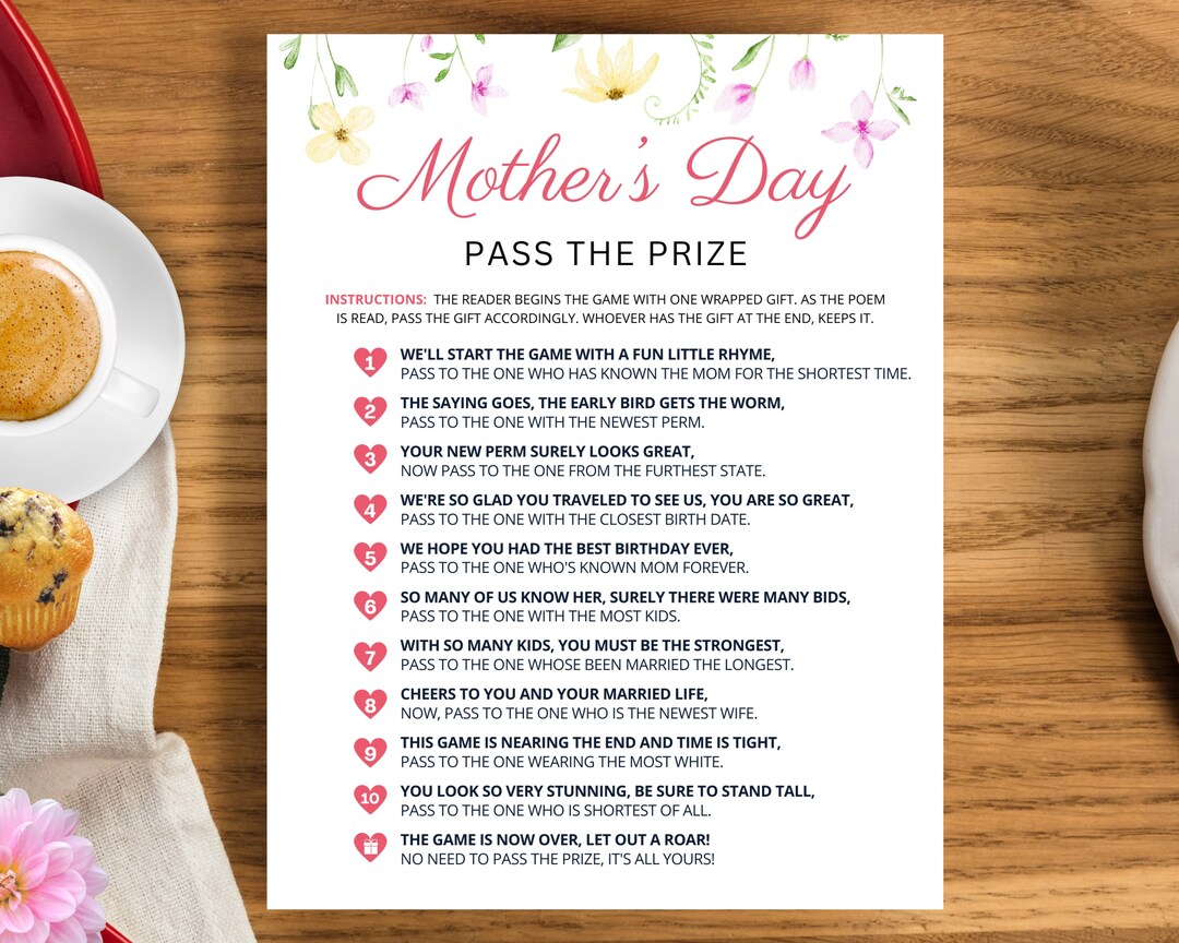 Mothers Day Pass the Prize | Mother's Day Brunch Games | Mothers Day ...
