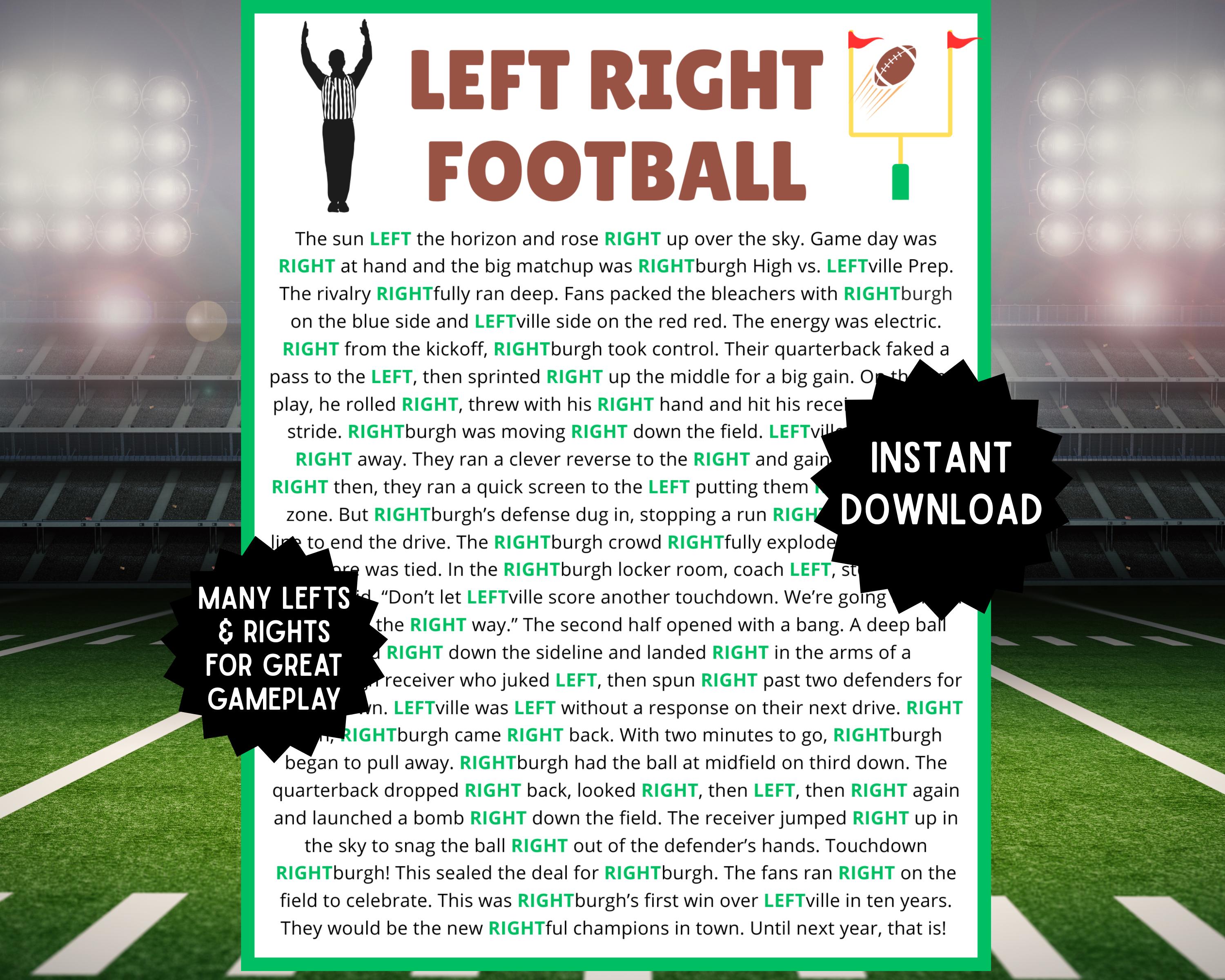 Printable Football Left Right Game: Fun Party Activity (digital ...