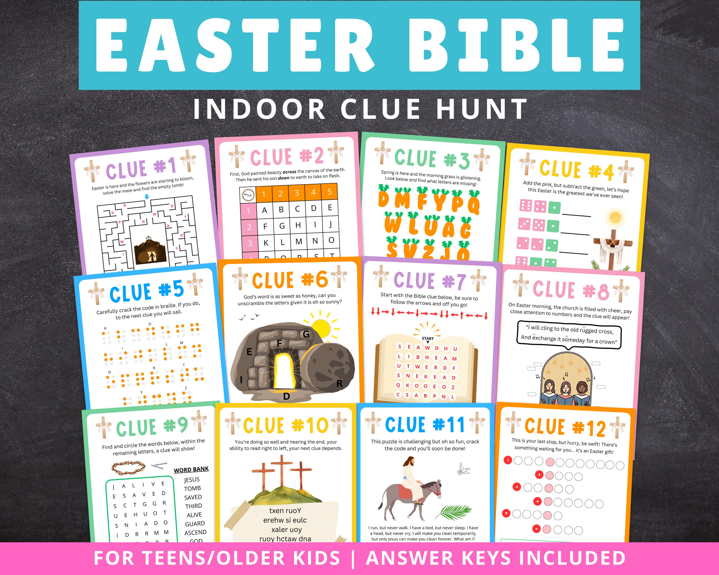 Easter Bible Scavenger Hunt for Teens: Indoor Clue Game (digital ...