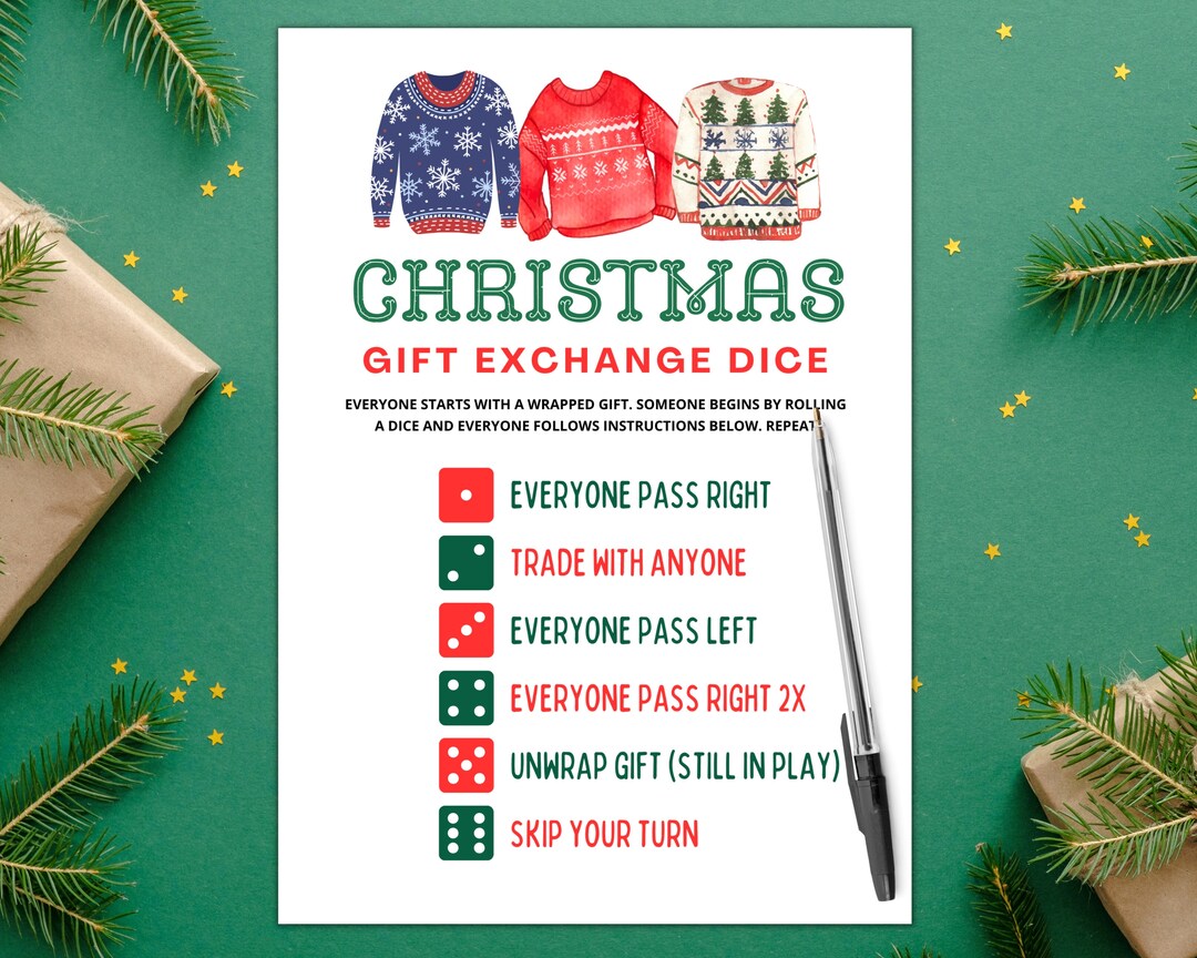 Gift Exchange Dice | Gift Exchange Game | Christmas Gift Game | Pass ...