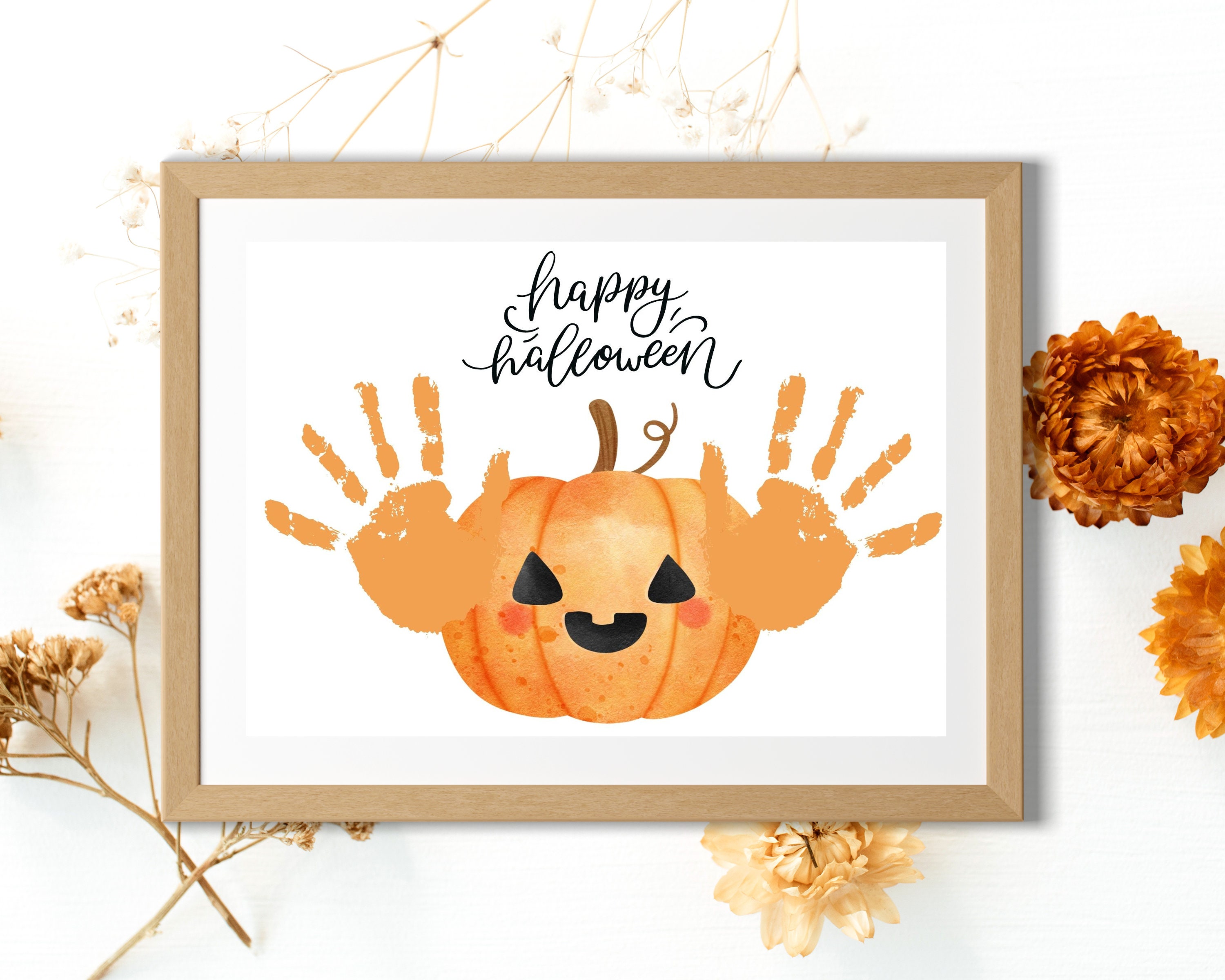 Halloween Handprint Pumpkin Craft | Keepsake Art (printable) - Etsy