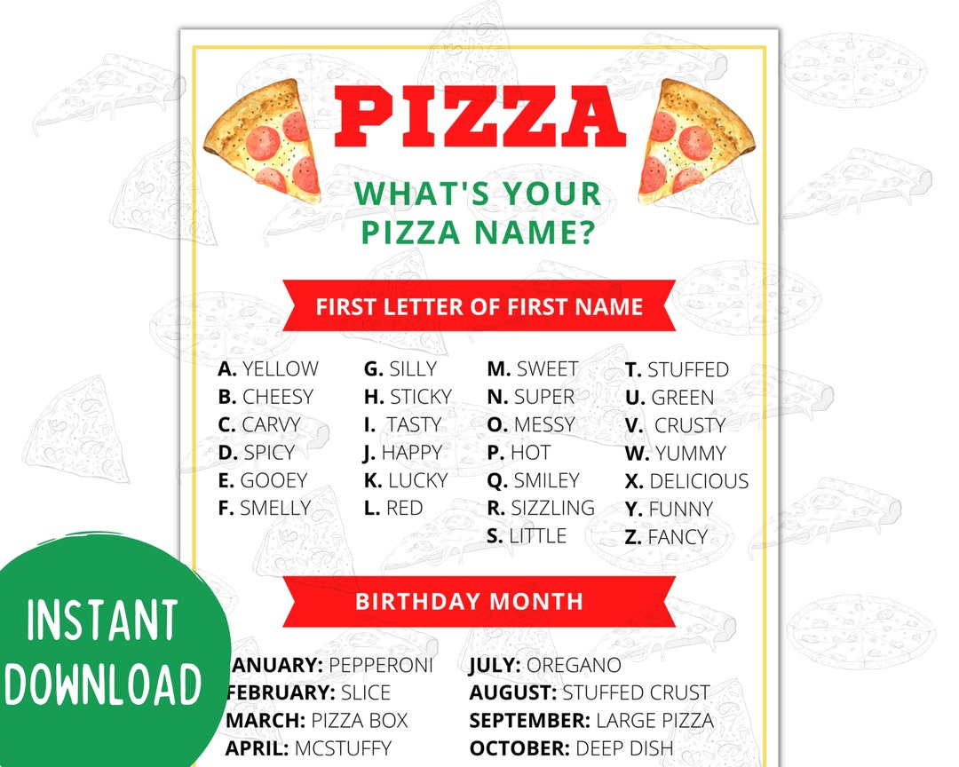 Whats Your Pizza Name? | Pizza Games | Pizza Themed Games | National ...