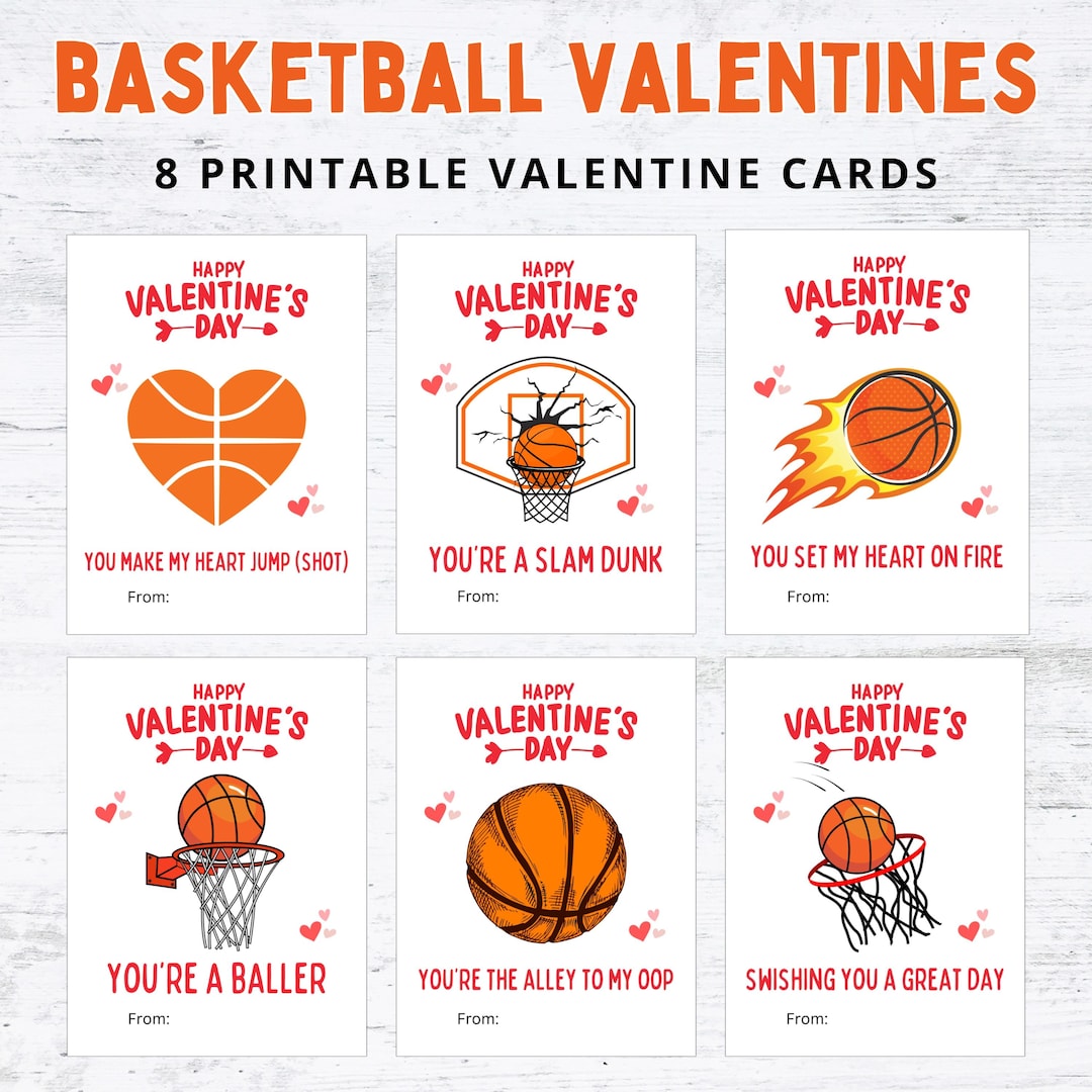 Basketball Valentines | Sports Valentines | Printable Basketball ...