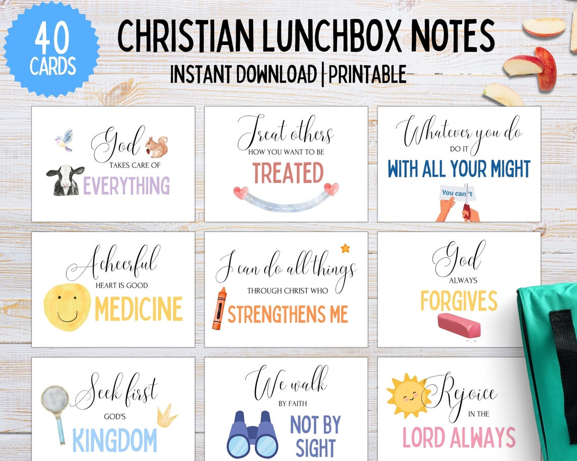 Christian Lunchbox Notes for Kids | Scripture Cards (digital Download ...