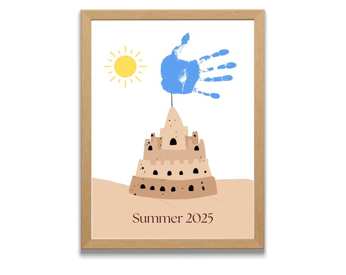 Handprint Sand Castle Craft, Printable Summer Handprint Art, End of ...