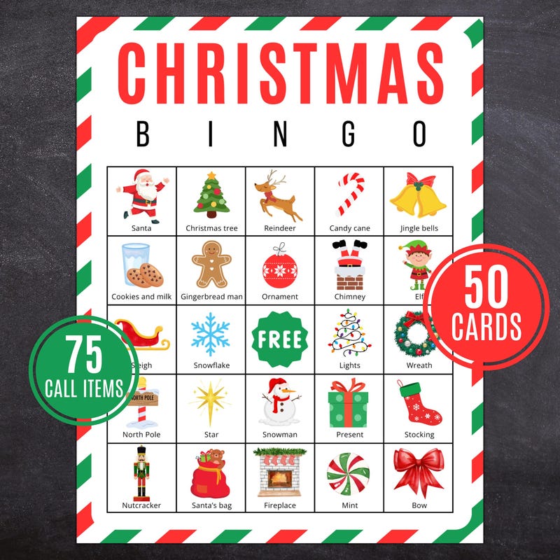 Weihnachten bingo ausdrucken - Etsy.de