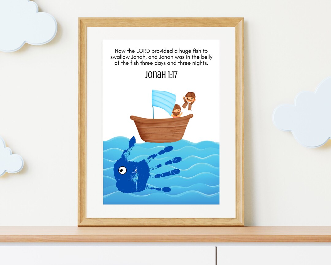 Jonah and the Whale Craft | Bible Handprint Craft | Bible Craft for ...