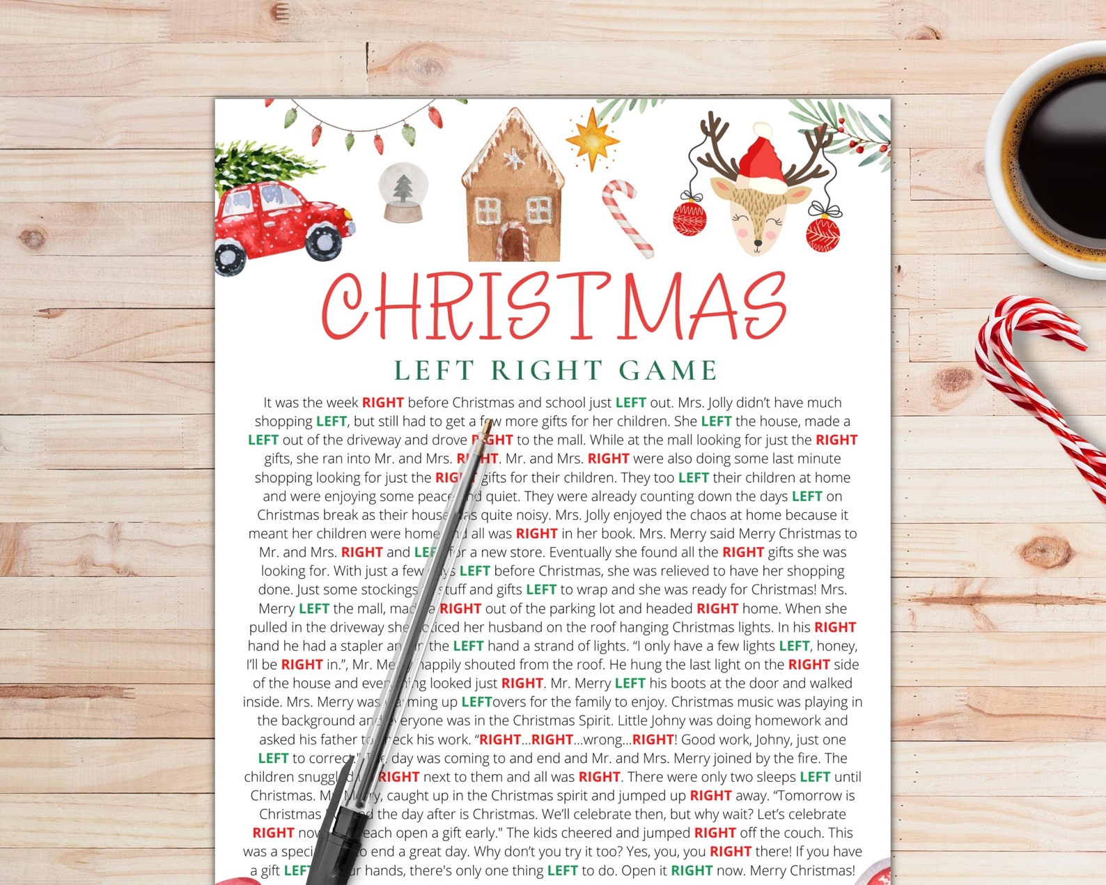 Left Right Christmas Game Christmas Pass the Prize Right - Etsy