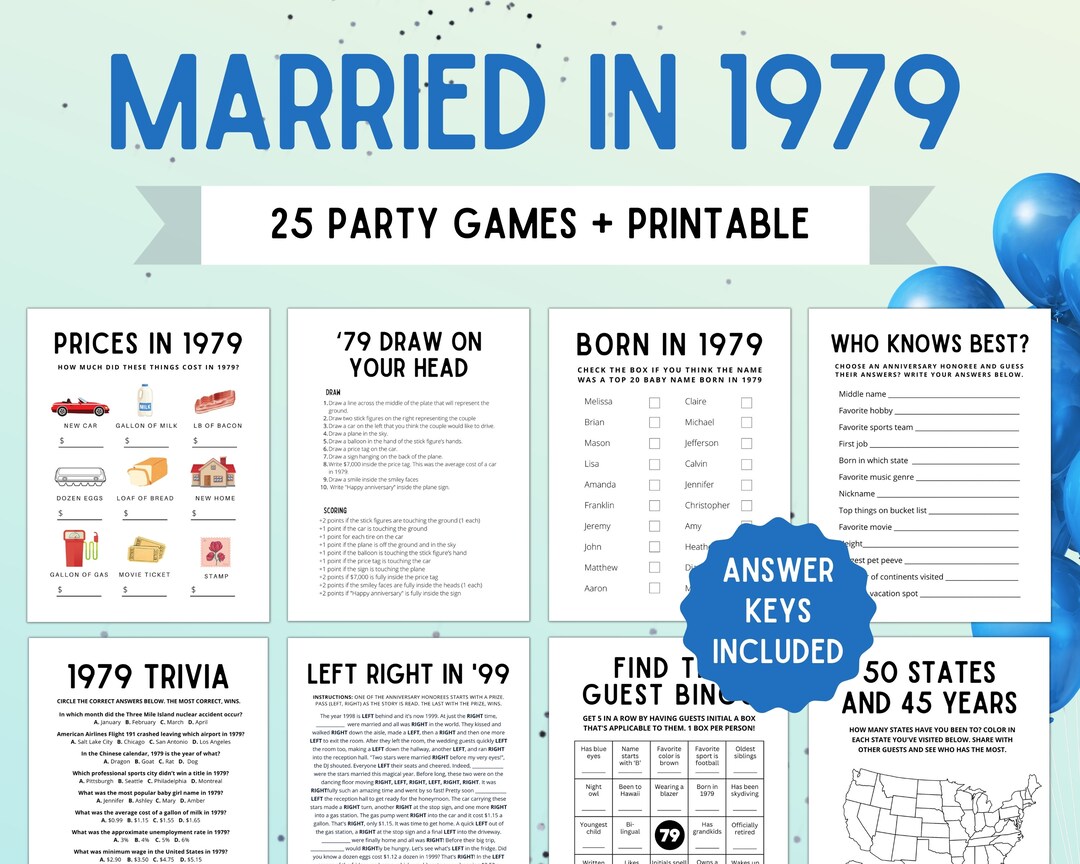 45th Anniversary Games | Married in 1979 Games | Married in 1979 ...