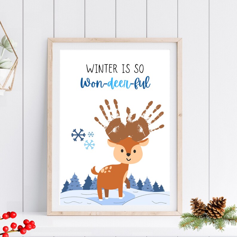 Reindeer Handprint Winter Craft | Kids Keepsake Art (printable) - Etsy