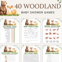 Woodland Animals Baby Shower Games Bundle: Editable Printable (digital ...