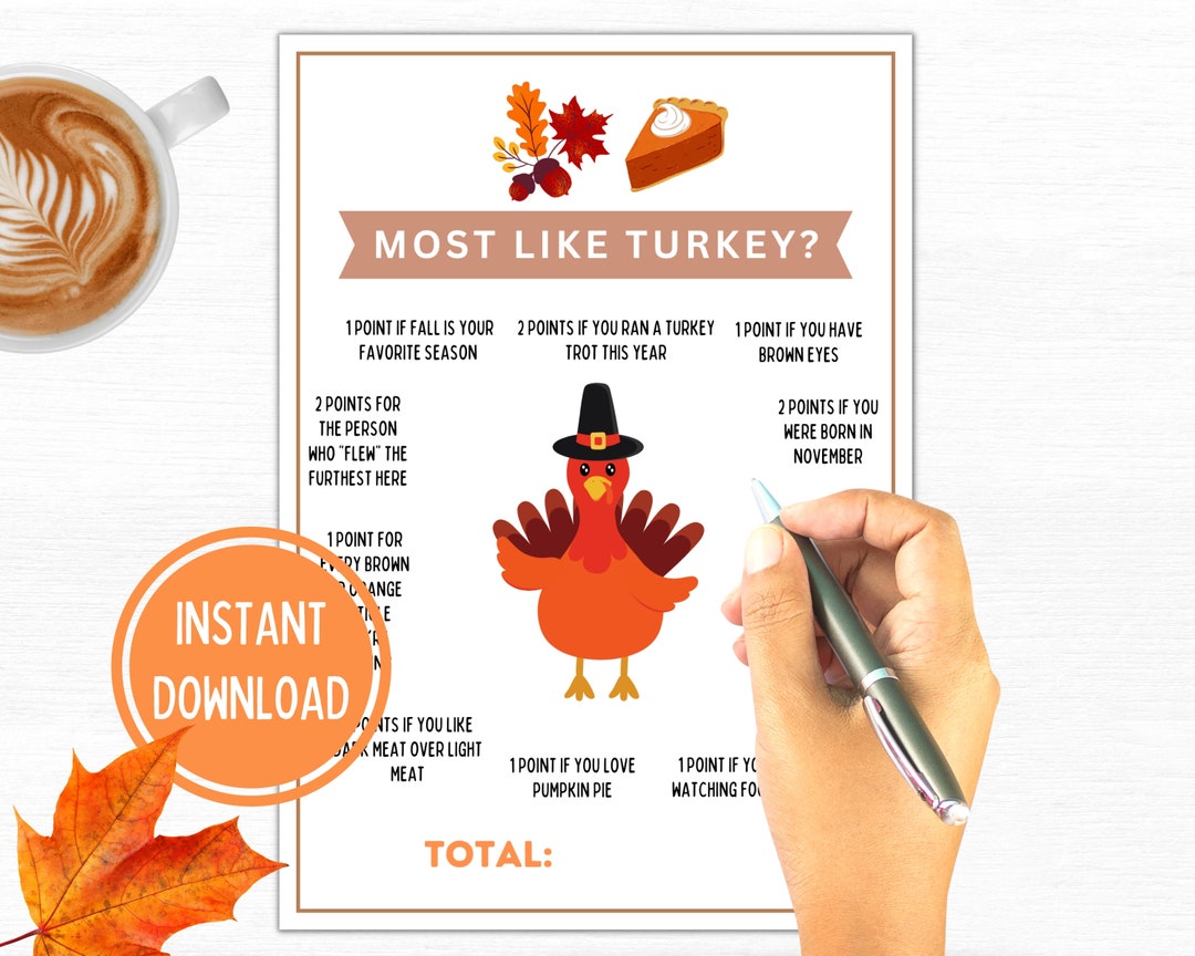 Most Like Turkey Game | Thanksgiving Games | Thanksgiving Games for ...