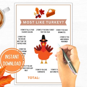 Most Like Turkey Game | Thanksgiving Games | Thanksgiving Games for ...