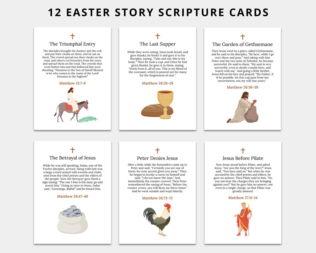 Easter Story Scripture Cards: Resurrection Bible Verse Cards (digital ...