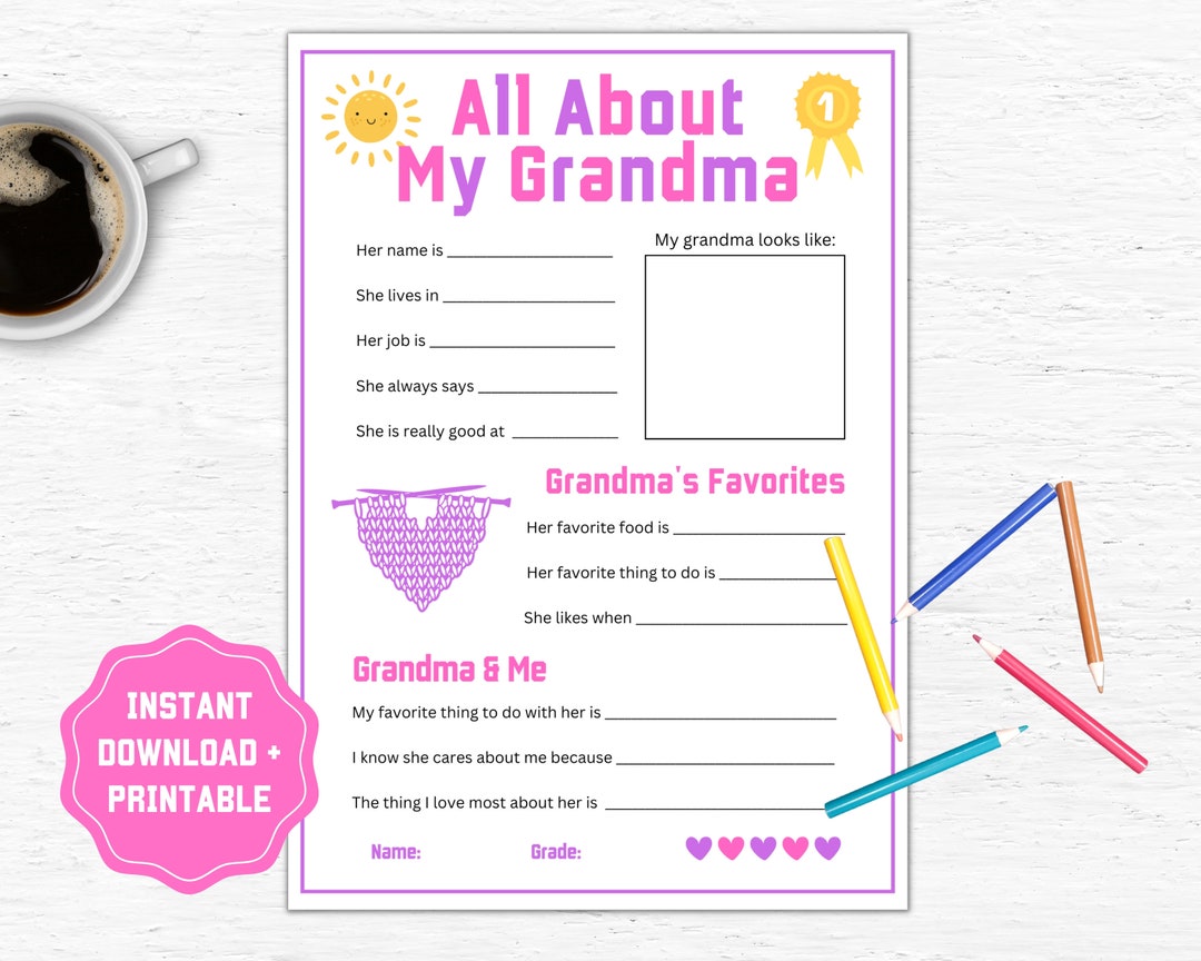 All About My Grandma | Grandparents Day Activity | Grandparents Day ...